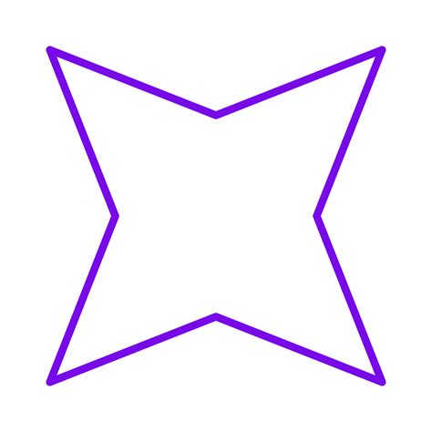 Four Pointed Star 50 Geometric Brutalist Shape Set Outline Style