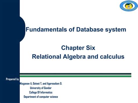 Chapter 6 Relational Algebra And Calculuspdf