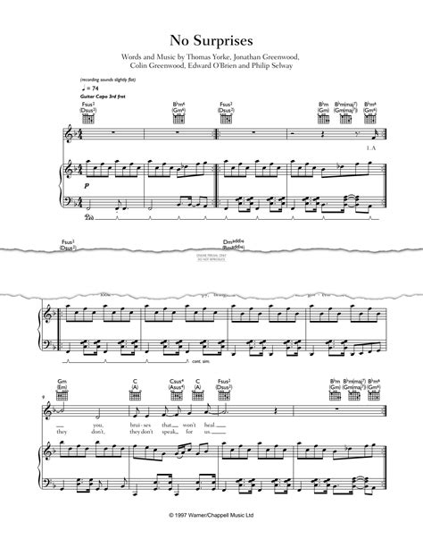 No Surprises Sheet Music By Radiohead Fbd 12041 Notendownload