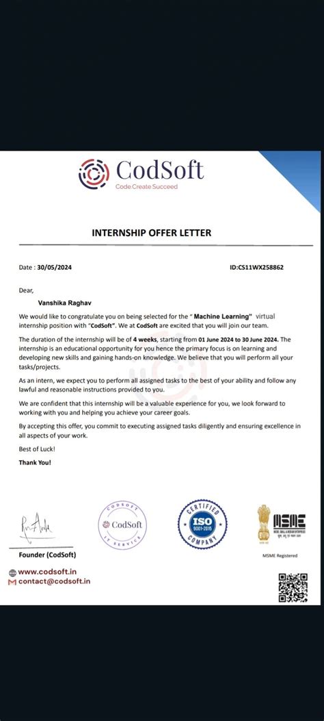 vanshika raghav on linkedin codsoftinternship newbeginnings