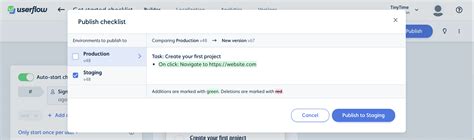 Environments And Versions Userflow Documentation