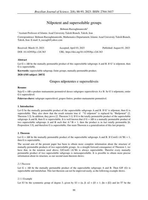 Pdf Nilpotent And Supersoluble Groups