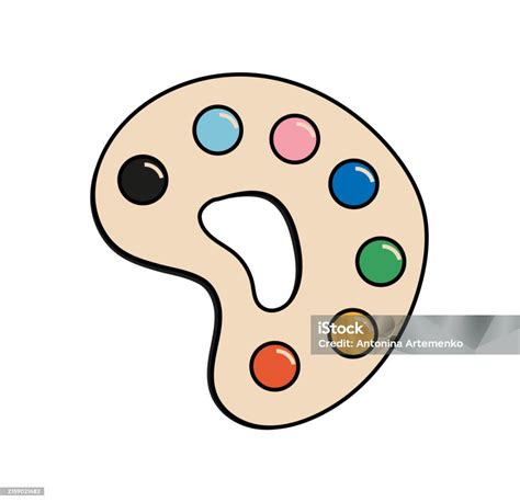 흰색 배경에 손으로 그린 페인트 팔레트 아이콘의 벡터 그림입니다 개념에 대한 스톡 벡터 아트 및 기타 이미지 개념 개념과 주제 교육 Istock