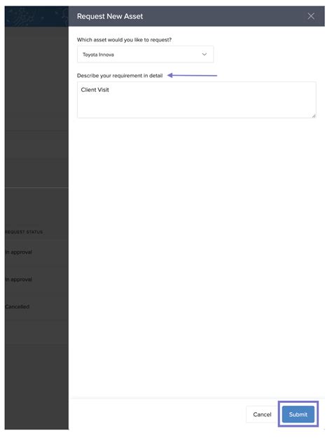 Requesting Assets Home Page