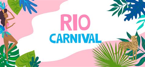 브라질 삼 바 댄서 열 대 식물과 레오 파 드와 함께 브라질과 카니발 포스터 템플릿입니다 축제 의상을 입고 여자와 리오 데 자네이로 카니발 사육제에 대한 스톡 벡터 아트 및