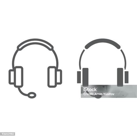 기술 지원 라인 및 문자 모양 아이콘 전자 상거래와 마케팅 헤드셋 기호 벡터 그래픽 흰색 배경 Eps 10에 선형 패턴 24에 대한 스톡 벡터 아트 및 기타 이미지 Istock