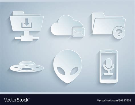 Set Alien Unknown Directory Ufo Flying Spaceship Vector Image