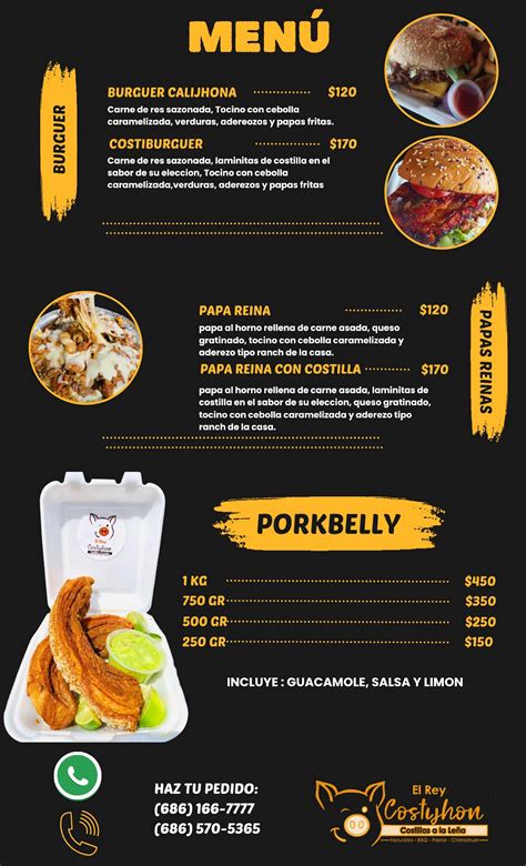 Carta Del Restaurante El Rey Costijhon Mexicali