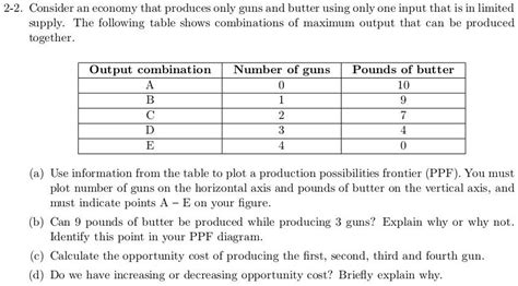 2 2 consider an economy that produces only guns and butter using only