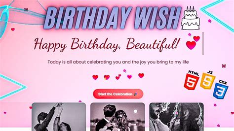Birthday Wishes Using Html Code Birthday Website Html Youtube