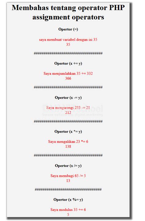 Membahas Tentang Operator Php Assignment Operators