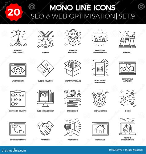 Thin Line Icons Set Of Search Engine Optimization Stock Vector Illustration Of Abstract