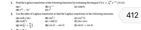 Solved Find The Laplace Transforms Of The Following