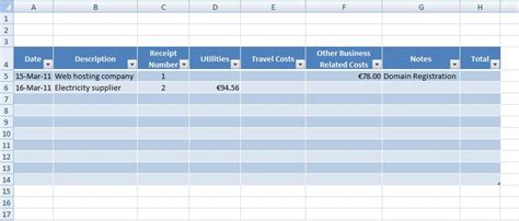 How To Format A Table In Excel 2007 Expenses Part 2 Outofhoursadmin