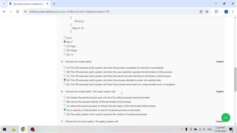 nptel swayam operating system fundamentals week 4 solution youtube