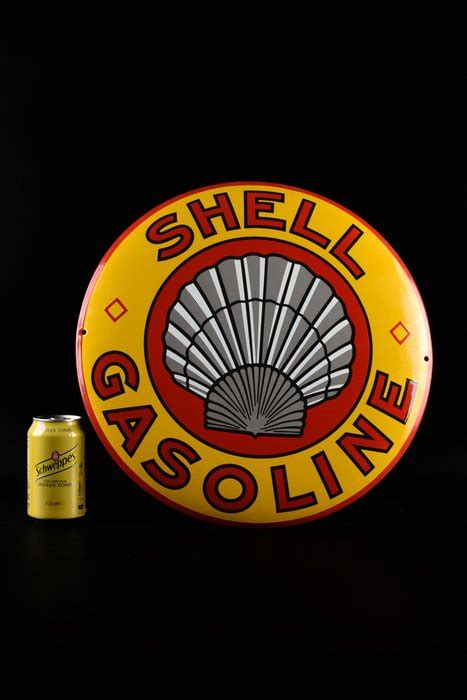 Shell Gasoline Enamel Sign Nice Details 410mm Dia Enamel Sign