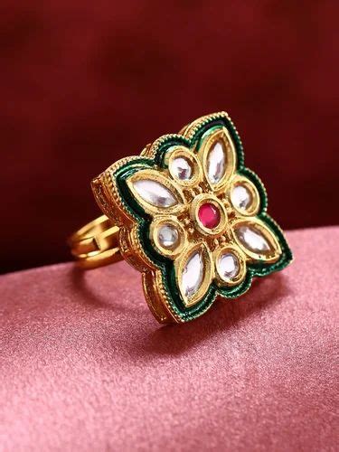 Women Gold Plated Kundan Ring In Floral Pattern At Rs 327 Kundan
