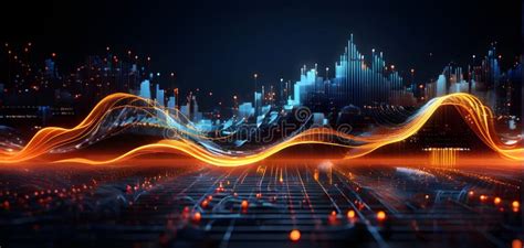 Digital Waveforms And Circuits Converging To Form Abstract Symbols Of