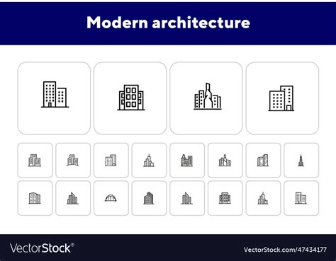 Modern Architecture Line Icon Set Royalty Free Vector Image