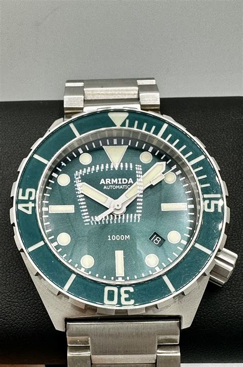 Armida A1 Sunray Teal Dial 1000m Diver Swiss Eta 2824 Automatic