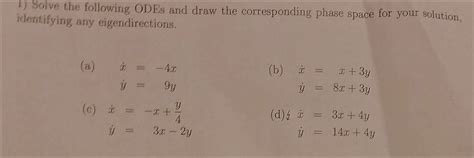 Solved Solve The Following ODEs And Draw The Chegg Com
