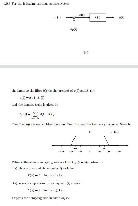 Solved 403 For The Following Continuous Time System 149