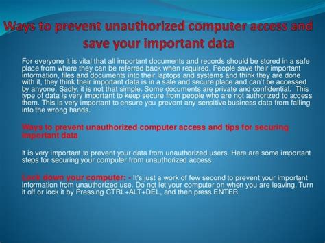 Ways To Prevent Unauthorized Computer Access And Save