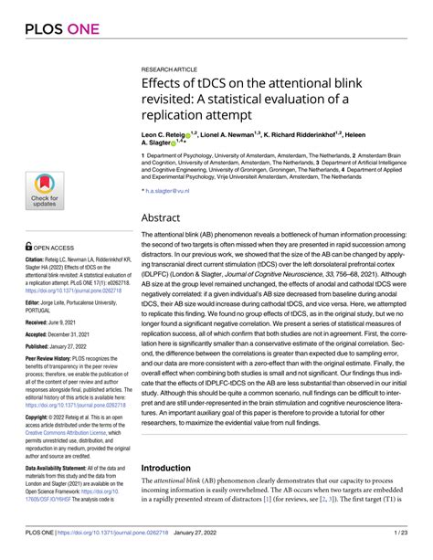 Pdf Effects Of Tdcs On The Attentional Blink Revisited A Statistical