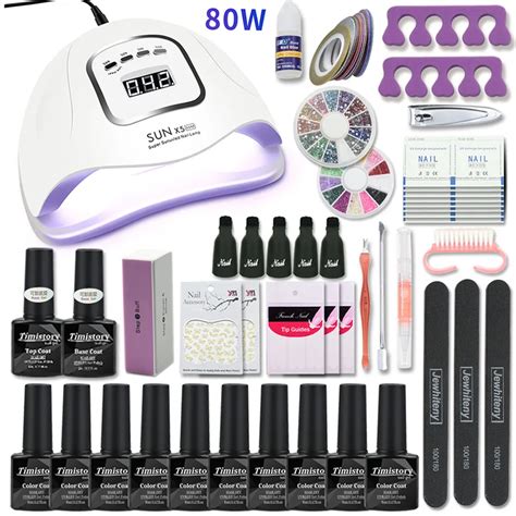 Набор для ногтей с лампа для ногтей 80 54 36 Вт Набор лаков для ногтей маникюрный набор для