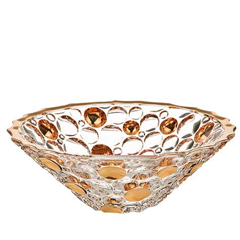 ᐉ Фруктовниця вітражна Bohemia Lisboa Gold 300 мм Прозорий із позолоченням 9222 • Краща ціна в