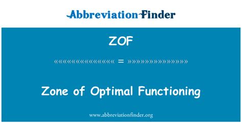Zof Significa Zona De Funcionamiento óptimo Zone Of Optimal Functioning