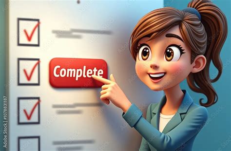 Cartoon Illustrated Young Girl Happy To Complete Task On To Do