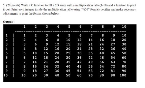 Solved 20 ﻿points ﻿write A C Function To Fill A 2d ﻿array