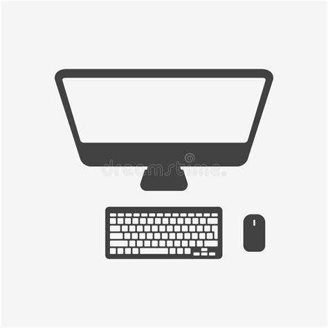 Desktop Personal Computer With Monitor Keyboard And Mouse Monochrome
