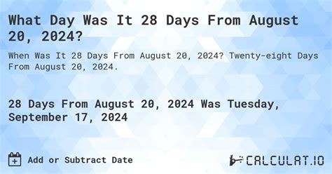 What Day Was It Days From August Calculatio