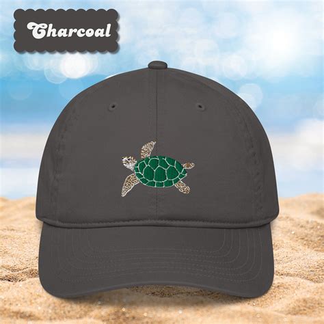 Sea Turtle Embroidered Baseball Cap Organic Ocean Dad Hat Sea Turtle