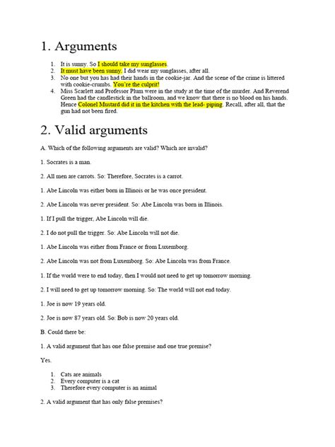 logic worksheet 1 pdf argument logic