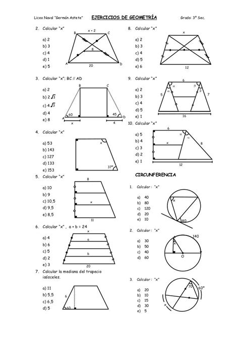 Ejercicios De Geometría Geometria Y Trigonometria Actividades De