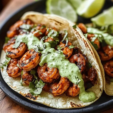 Irresistibly Spicy Shrimp Tacos With Avocado Crema Delight Noshgarden