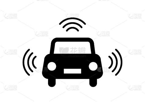 无人驾驶汽车或自动驾驶汽车的矢量图标或符号。素材 花瓣网