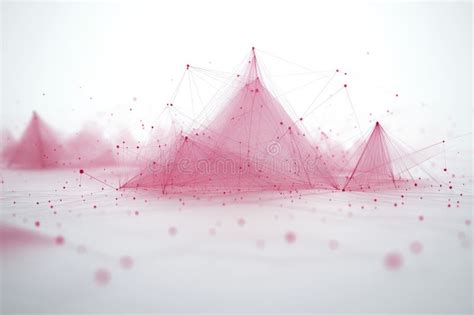 Abstract Pink Peaks Connected By Thin Lines Representing Data Flow Network Communication And The