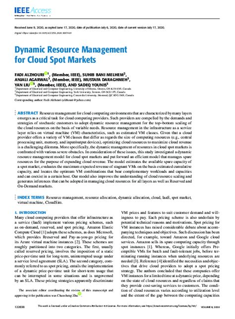 pdf dynamic resource management for cloud spot markets