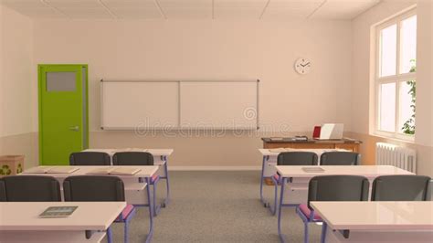 The Interior Of Classroom 3d Rendering Stock Illustration