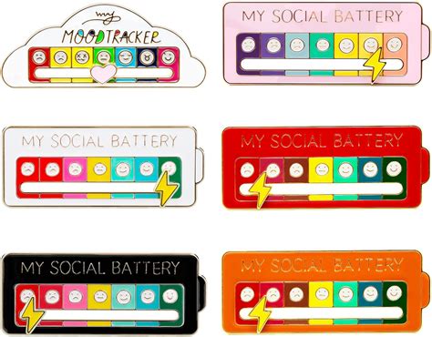 Kapunitzio 6pcs Social Battery Pin My Social Battery Slider
