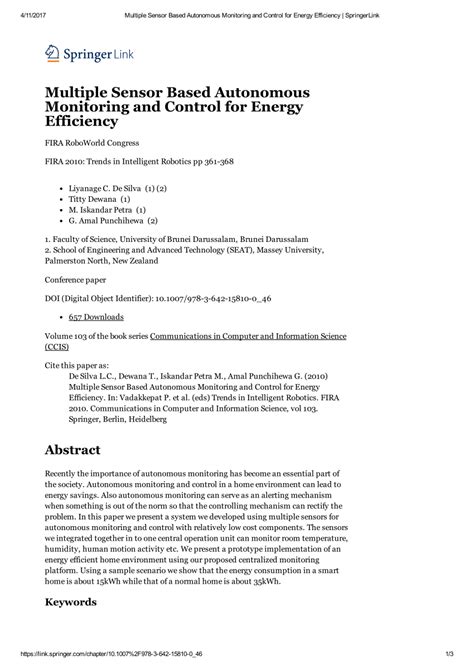 Pdf Multiple Sensor Based Autonomous Monitoring And Control For Energy Efficiency