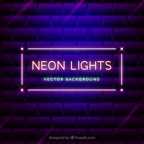 Free Vector Background Of Brick Wall With Decorative Sign Of Neon Lights