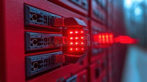 Red Hot Server Room Data Transfer In Action Stock Illustration