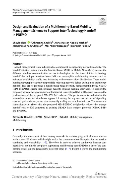 Design And Evaluation Of A Multihoming Based Mobility Management Scheme To Support Inter