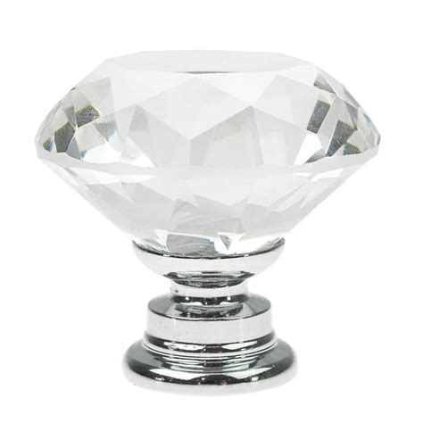 Diamond Shape Crystal Glass Cupboard Knob 30mm Crystal Glass Dresser