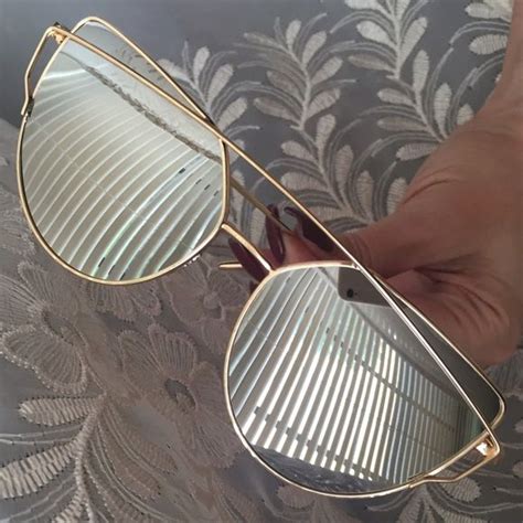 Silver Mirror Lens And Gold Frame Cross Wire Eyeglass Frames For Men